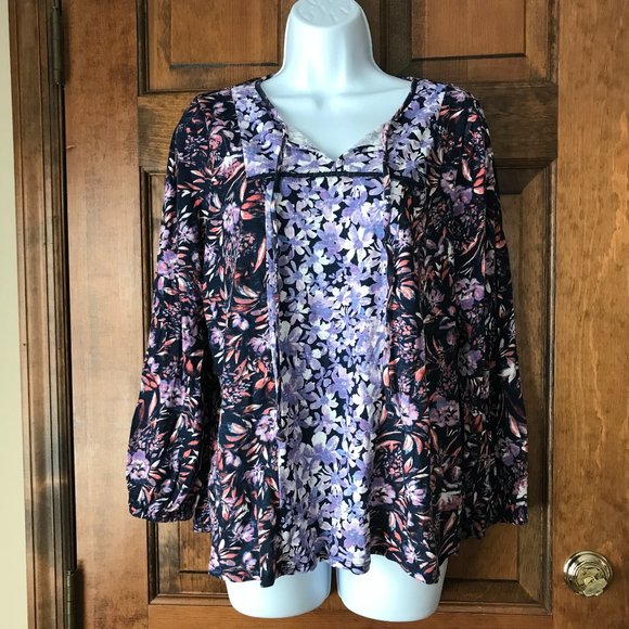 Vintage America | Tops | Vintage America Navy Blue Wlavender Mauve ...